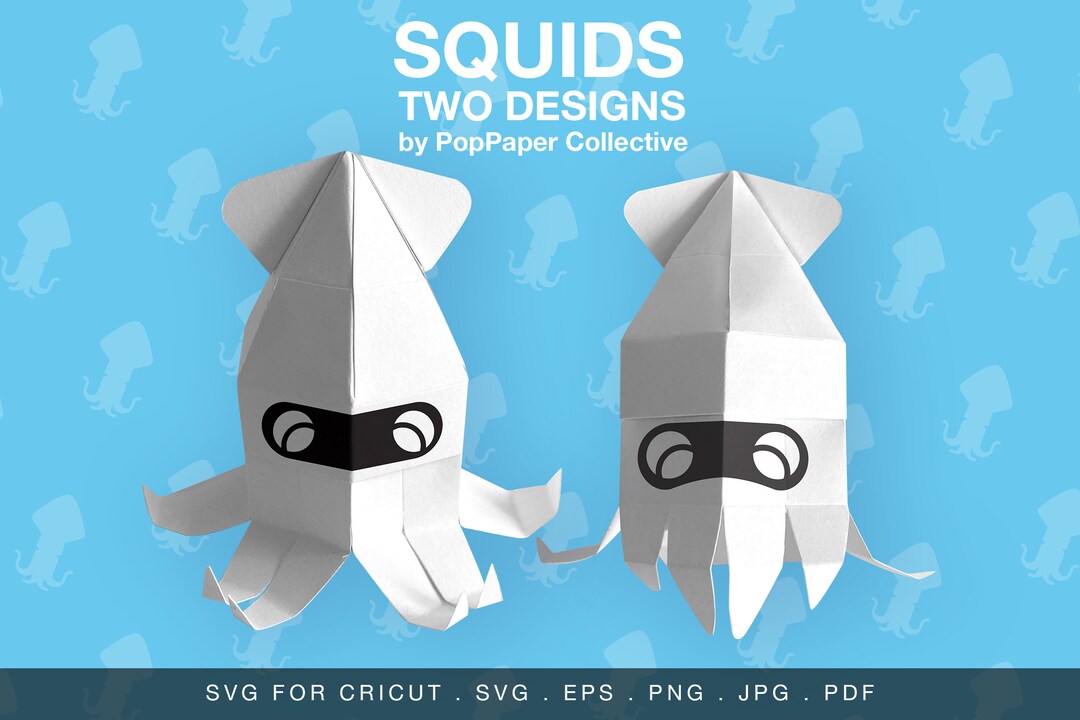 Low Poly Squid 3D Paper Model | Cricut Simple Paper Craft Animal | Sea ...