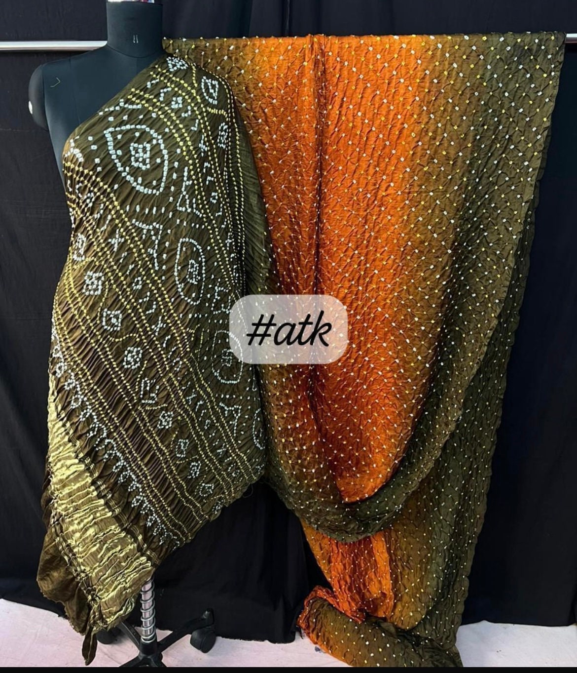 Pure Gajji Silk Katchs Bandni Sari With Contrast White Blouse Piece - Etsy