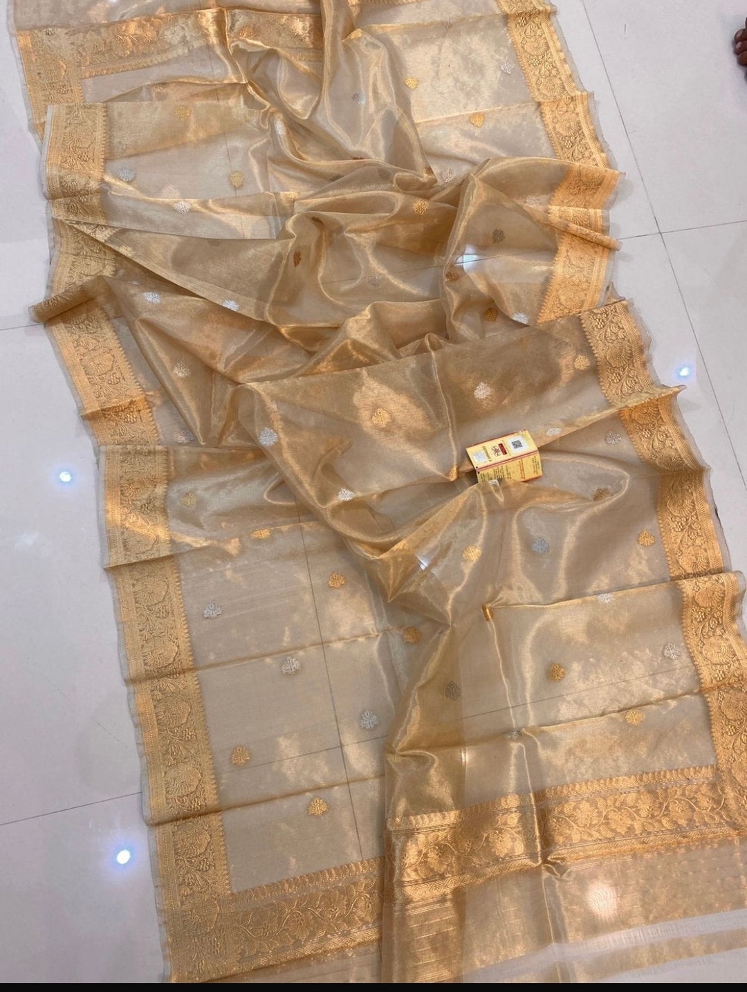 Beautiful Tissue Silk Dupatta ,stable With Kadwa Weaving With Resham ...