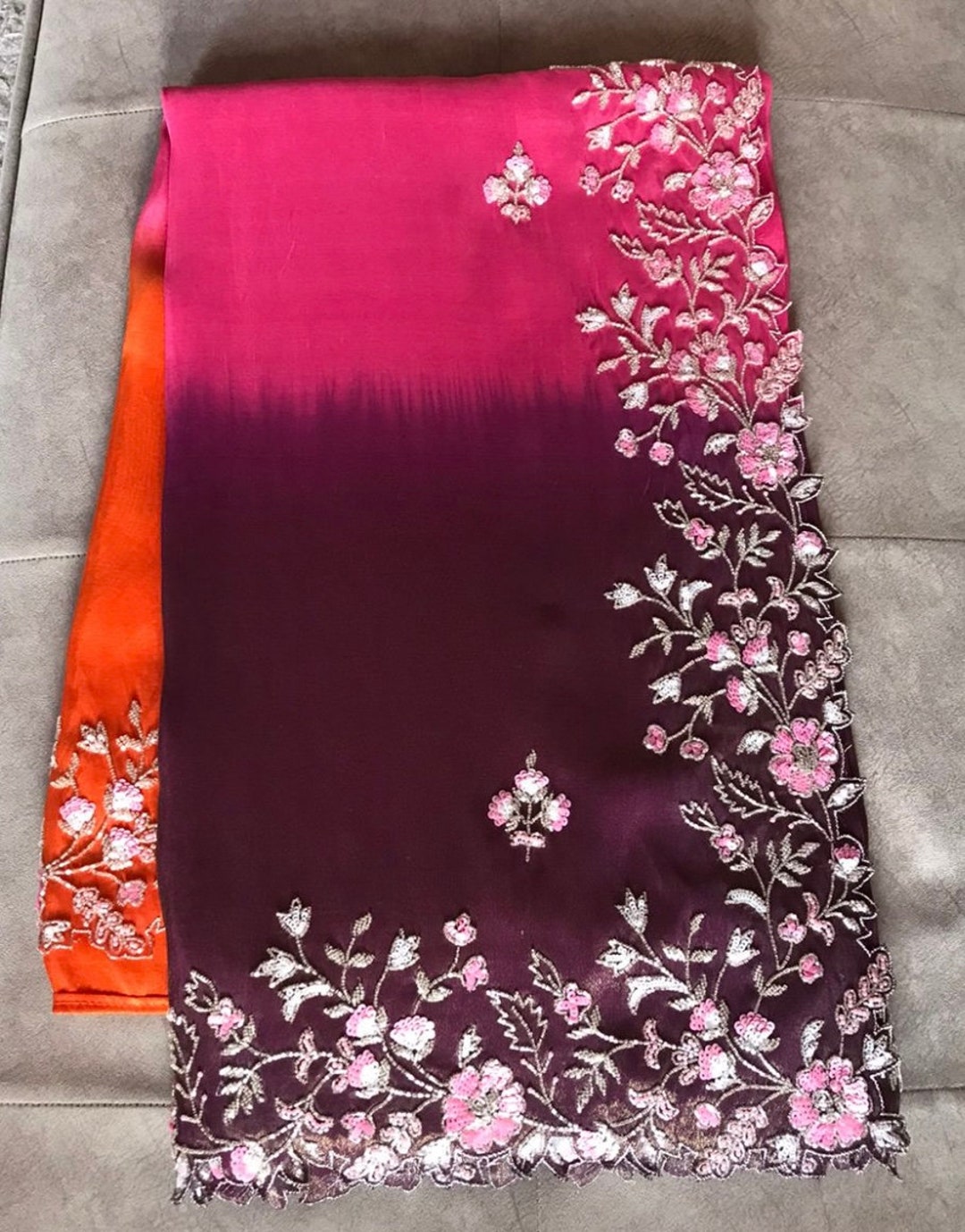 Beautiful Ombré Shaded Pure Tissue Organza Silk Embellished - Etsy