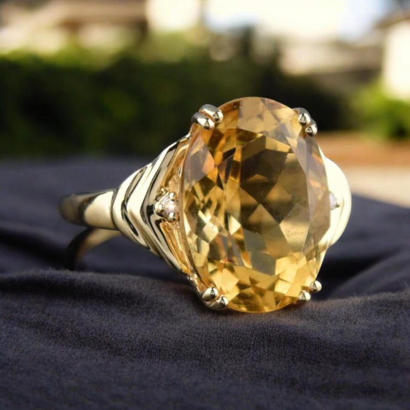 Large Citrine Ring - Etsy