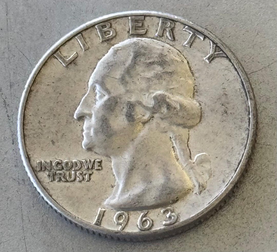 1963 ‘TYPE B’ Silver Washington Quarter, 90 Percent Silver - Etsy