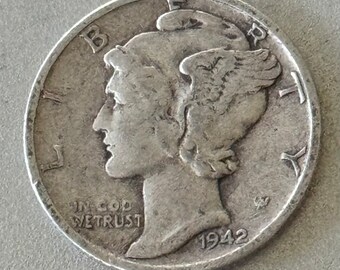 One 1942 Uncirculated Silver Mercury Dime - Etsy