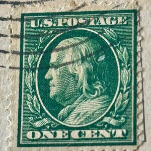 1908 Series Franklin One Cent Stamp on Postcard - Etsy