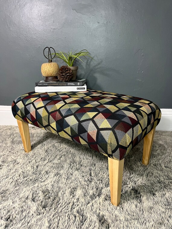 Buy Handmade Aztec Geometric Tapestry Footstool Coffee Table Modern Ottoman Tampered Legs Online in India Etsy