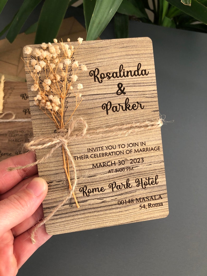 Wood & Dry Flower Wedding Invitation Wedding Invitations - Etsy