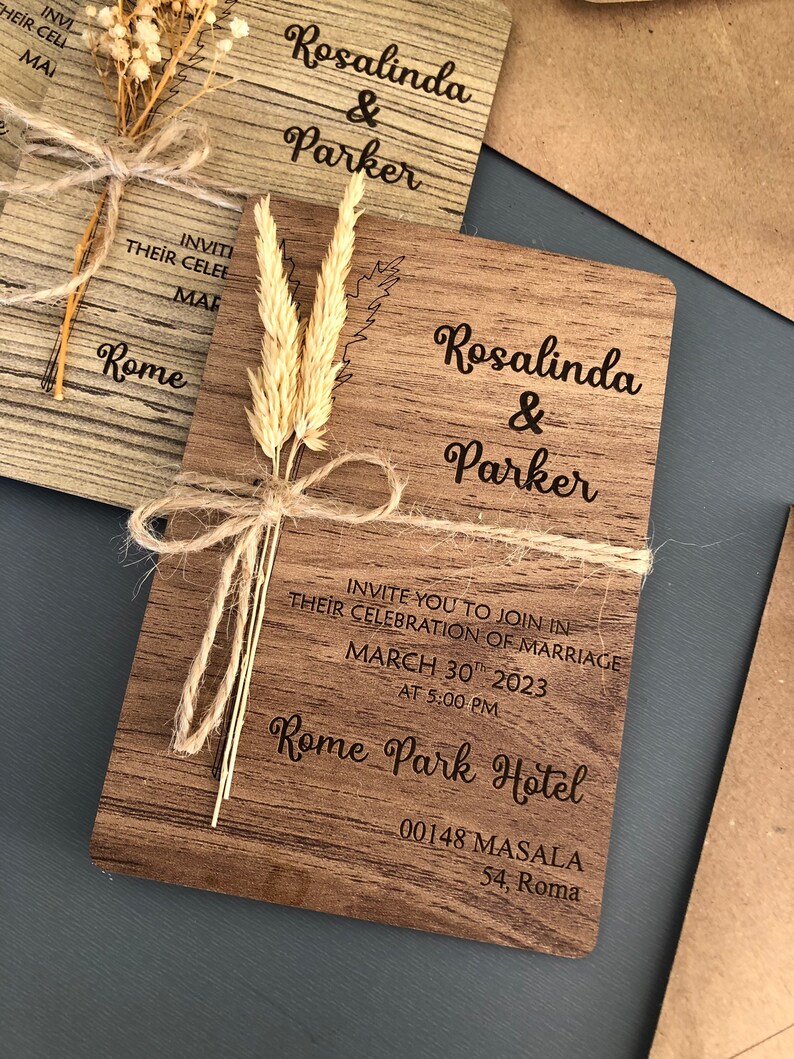 Wood & Dry Flower Wedding Invitation Wedding Invitations - Etsy