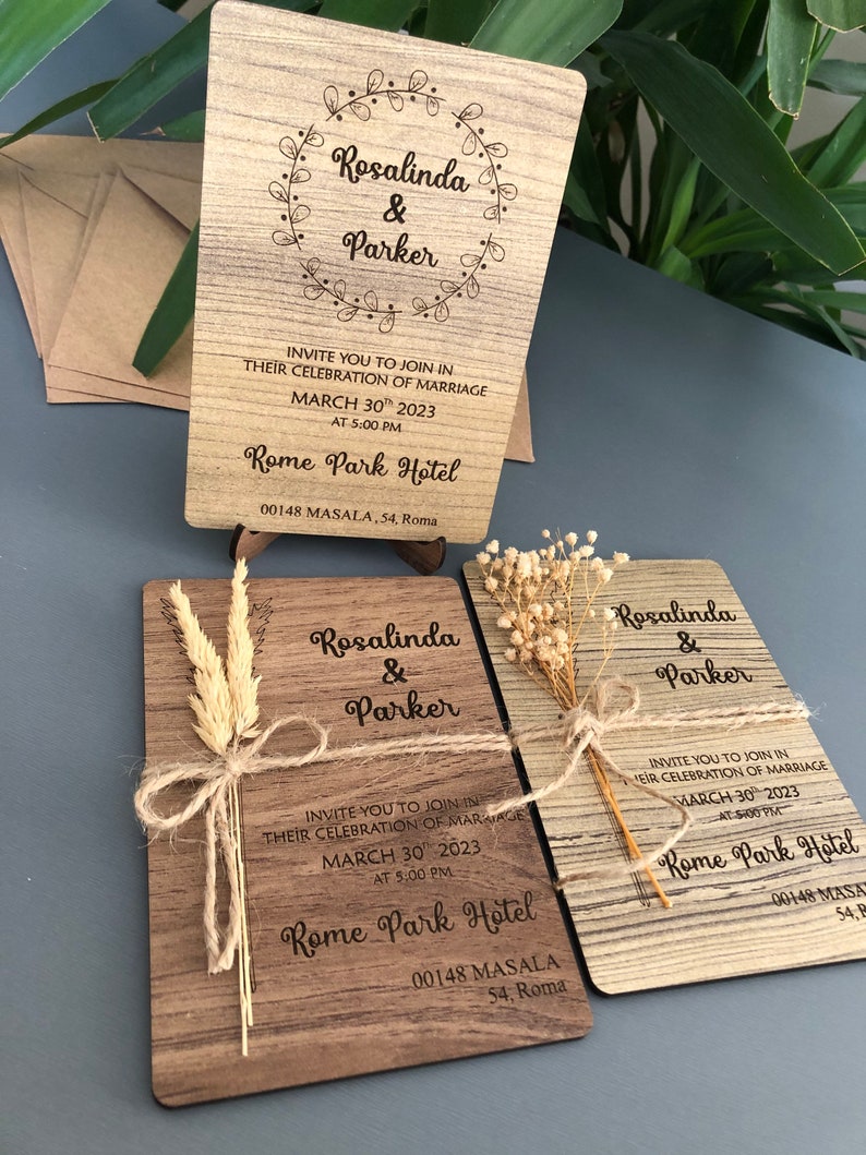 Wood & Dry Flower Wedding Invitation Wedding Invitations - Etsy