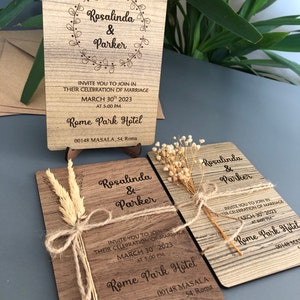 Wood & Dry Flower Wedding Invitation, Wedding Invitations, Rustic ...