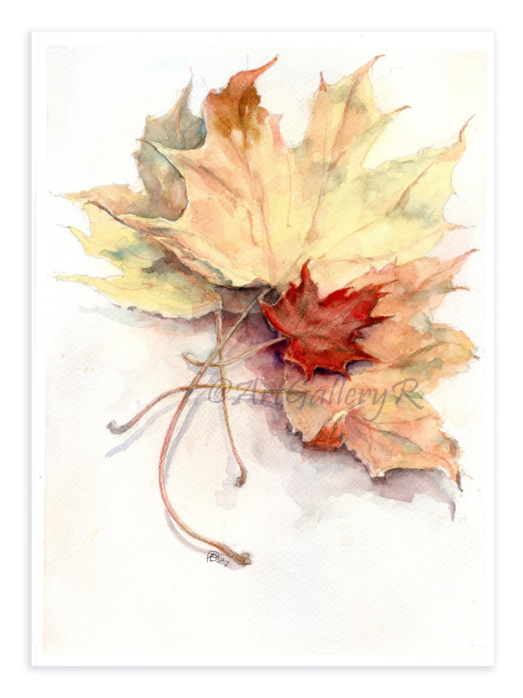 Original Watercolor "autumn Leaves." - Etsy