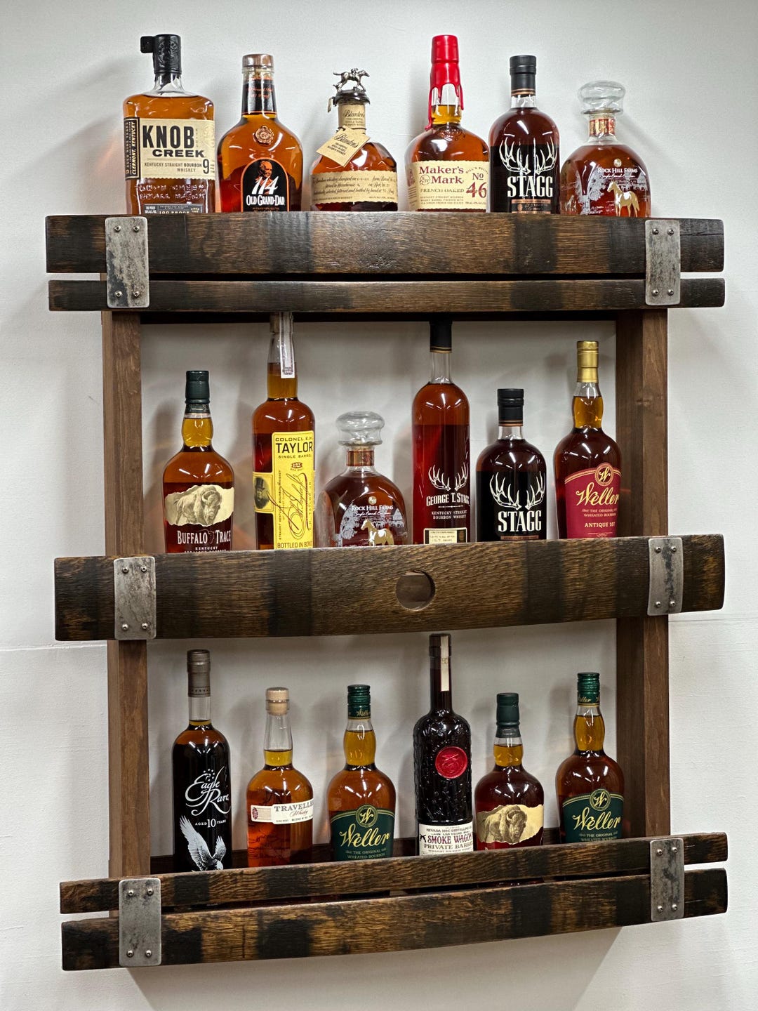 Whiskey Barrel Stave Hanging Liquor Bar - Etsy