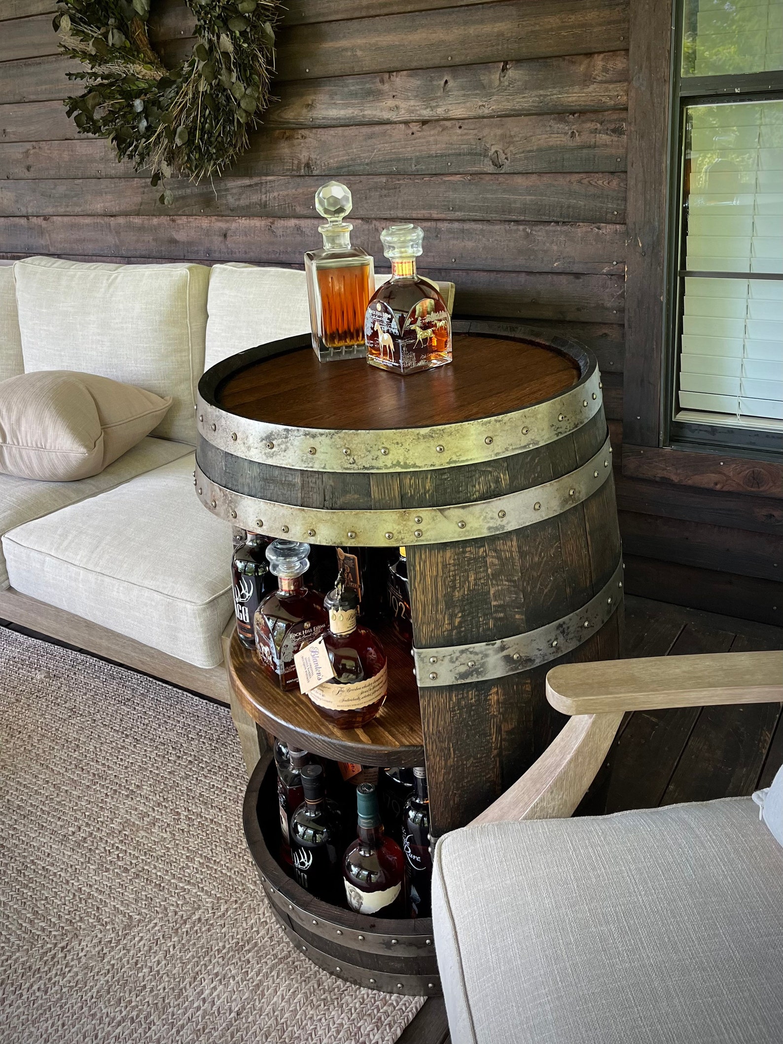 Authentic Whiskey Barrel Liquor Cabinet With LED Lightning - Etsy