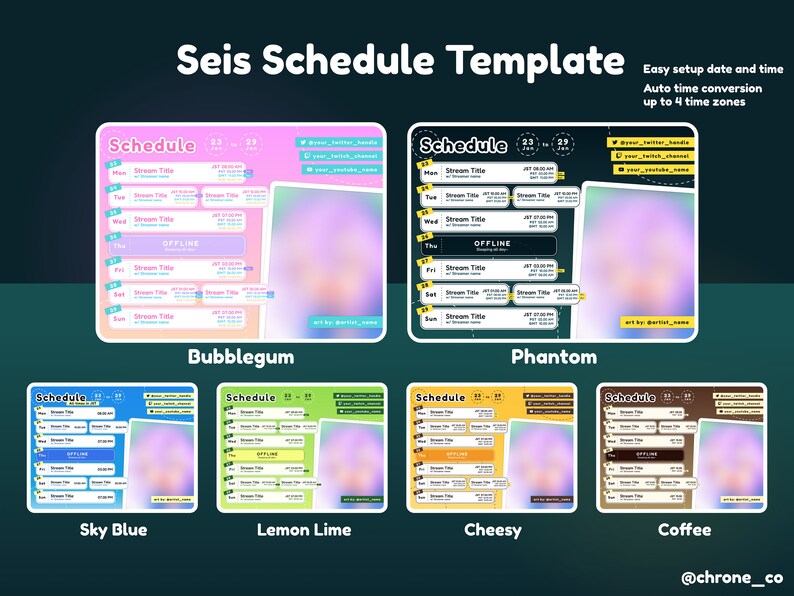 Seis Stream Schedule Template - Multi Timezone Automated Weekly ...