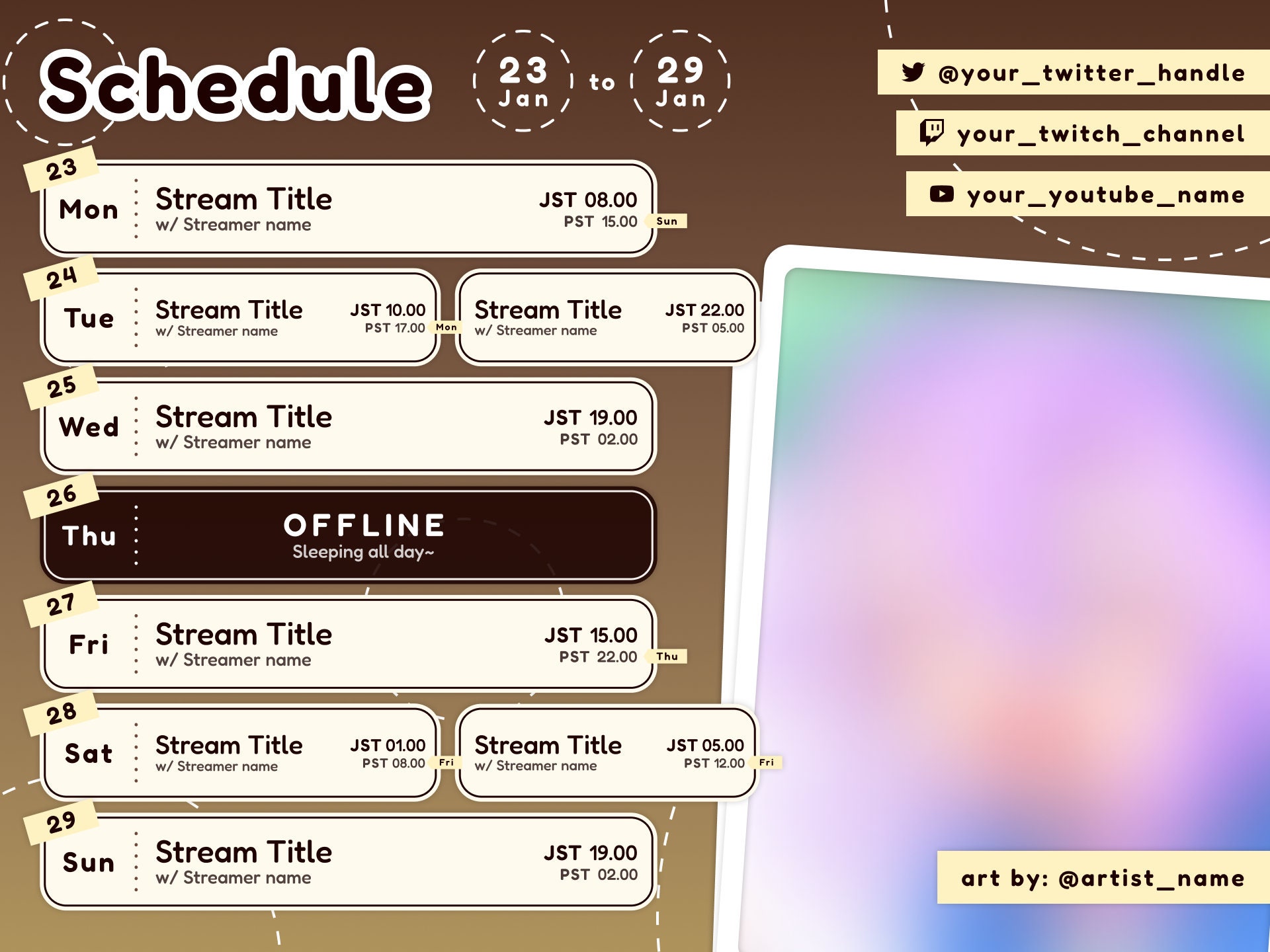 Seis Stream Schedule Template - Multi Timezone Automated Weekly ...