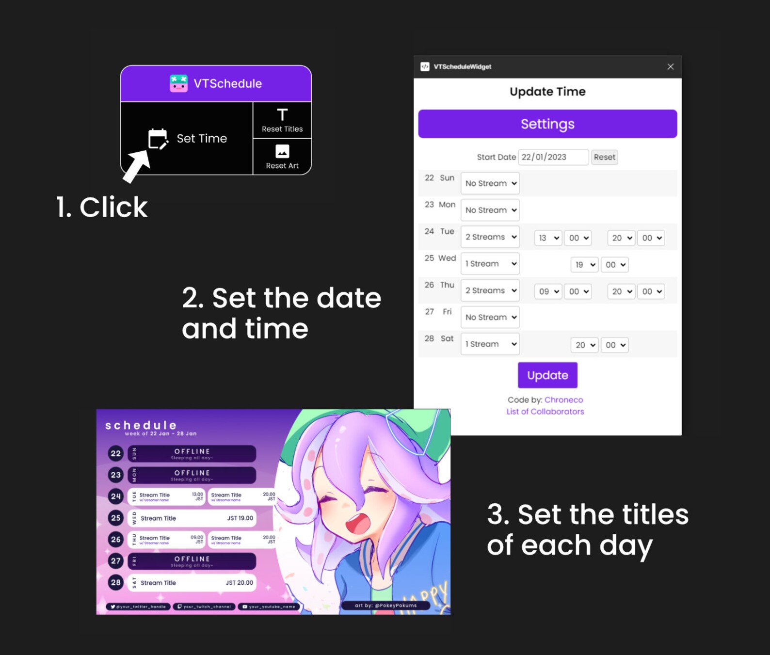 Peachy Stream Schedule Template - Multi Timezone Automated Weekly ...