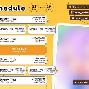 Seis Stream Schedule Template - Multi Timezone Automated Weekly ...