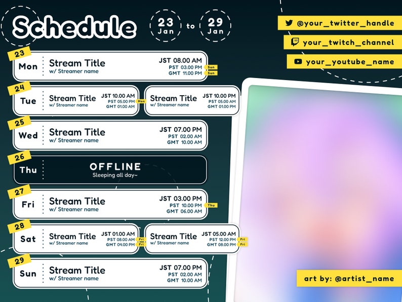 Seis Stream Schedule Template - Multi Timezone Automated Weekly ...