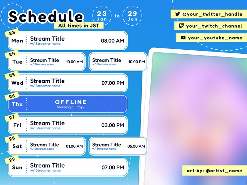 Seis Stream Schedule Template - Multi Timezone Automated Weekly ...