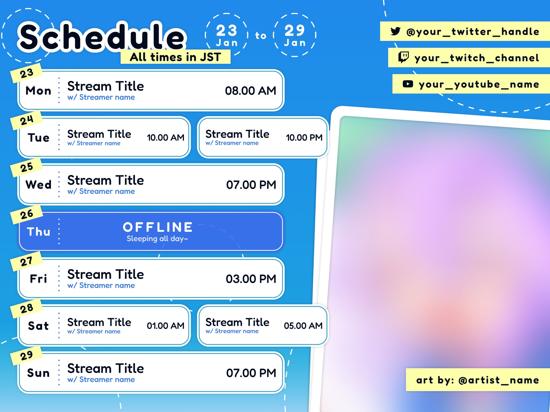 Seis Stream Schedule Template - Multi Timezone Automated Weekly ...