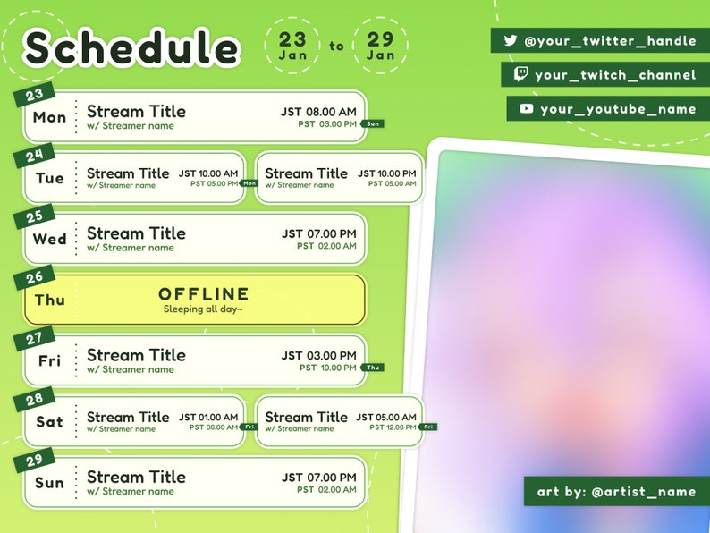 Seis Stream Schedule Template - Multi Timezone Automated Weekly ...