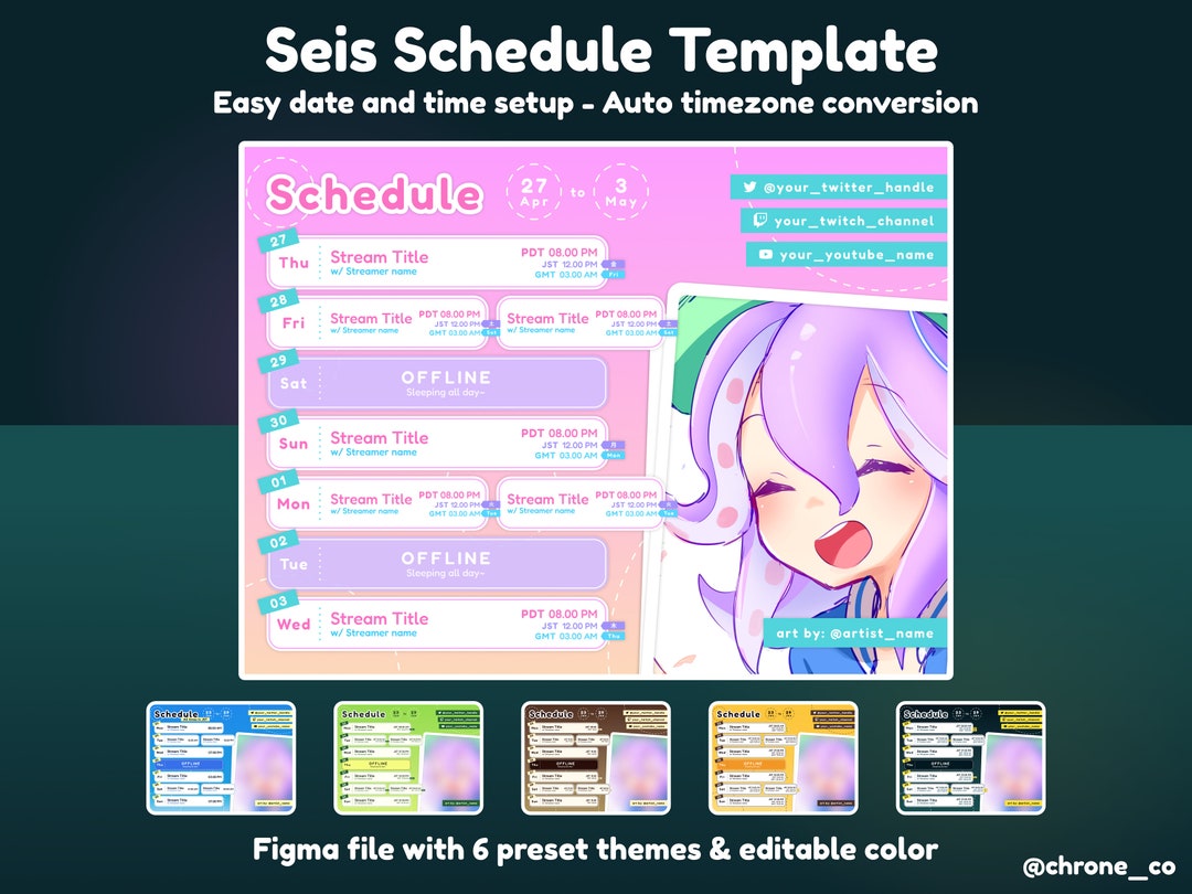 Seis Stream Schedule Template - Multi Timezone Automated Weekly ...