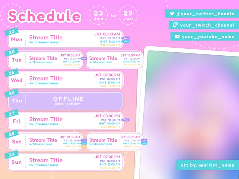 Seis Stream Schedule Template - Multi Timezone Automated Weekly ...