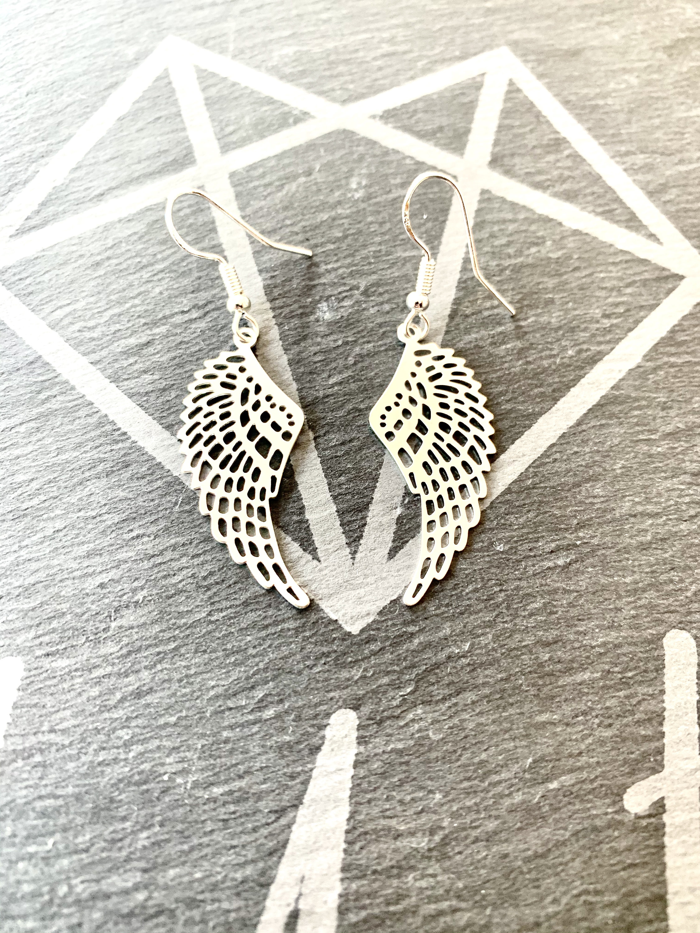 Multiple Style Silver Wing Charm Dangle Earrings - Etsy