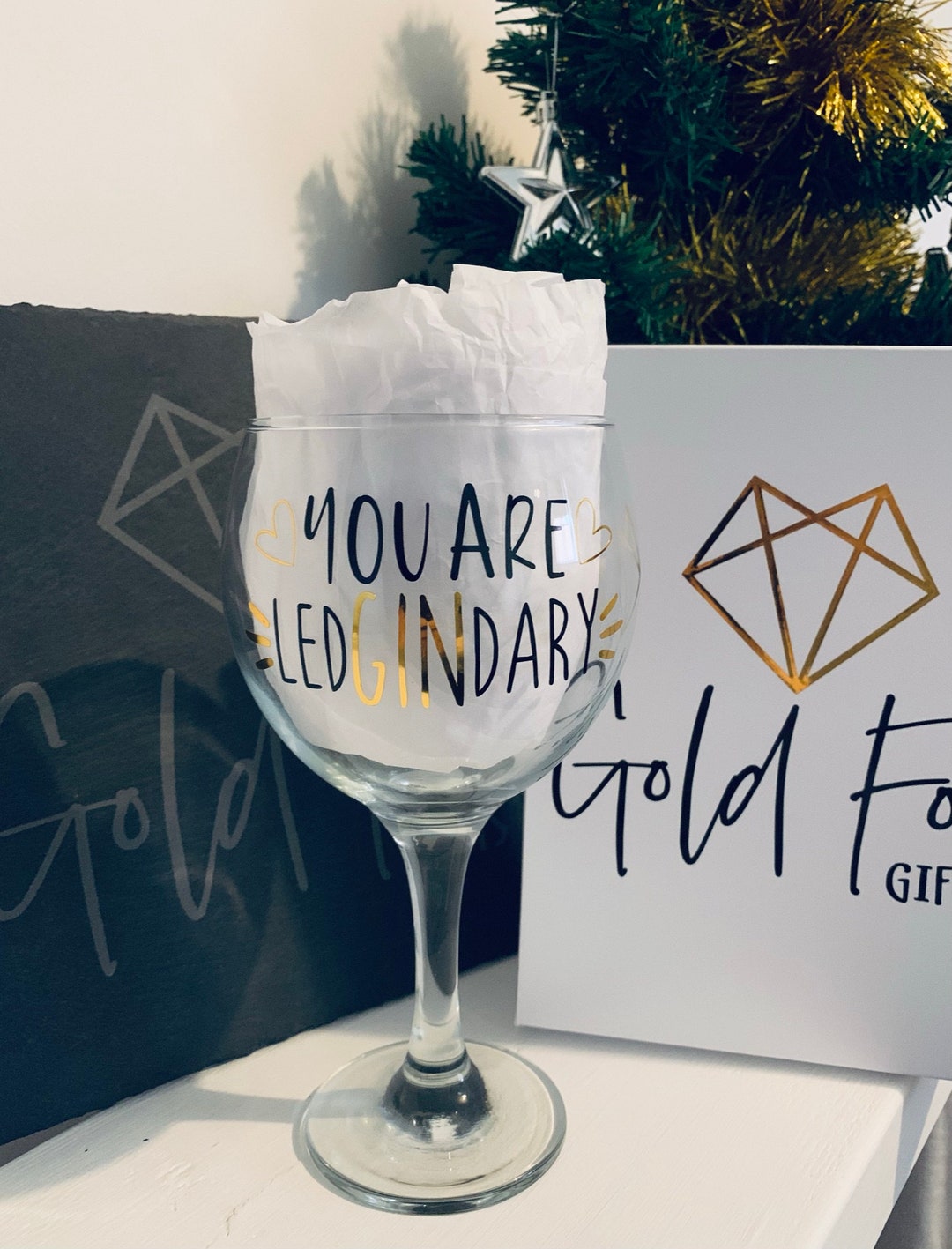 Gin Glass With Vinyl Decal Design - "you Are Led-gin-dary" - Etsy