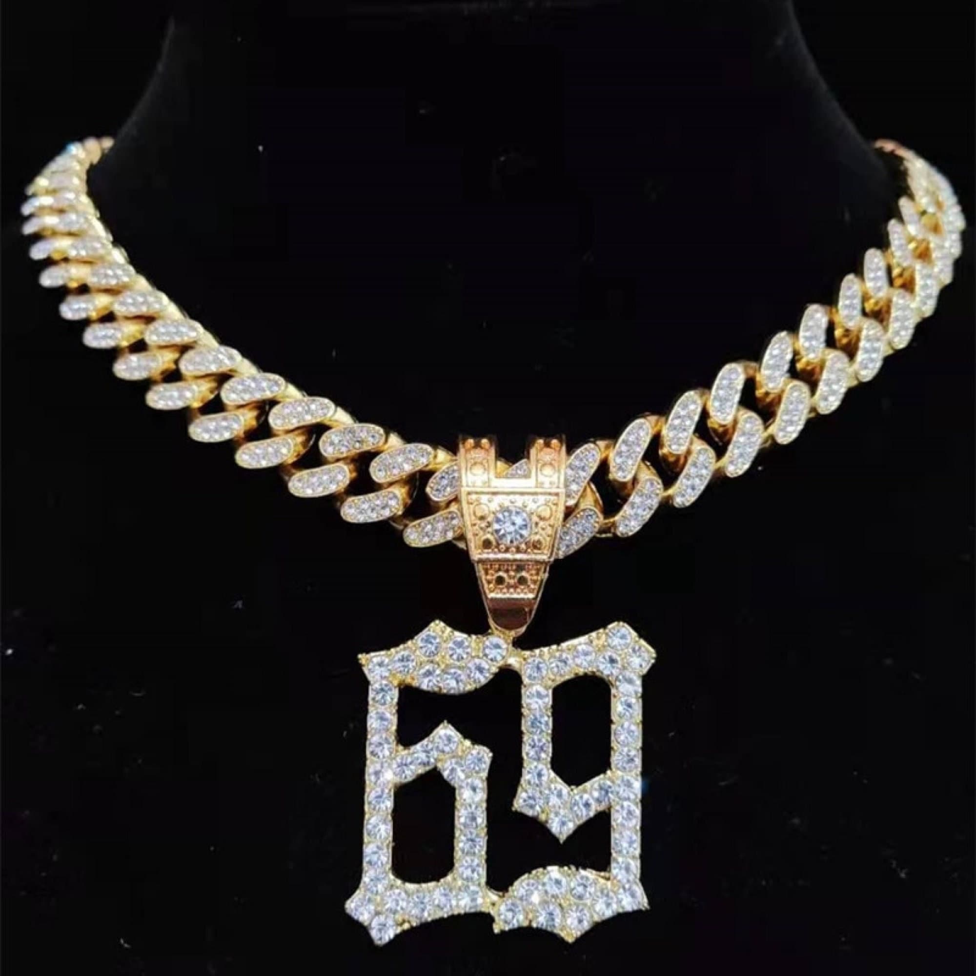 Iced TEKASHI 69 Medallion Pendant & 24" Box Rope Chain Hip Hop Necklace ...