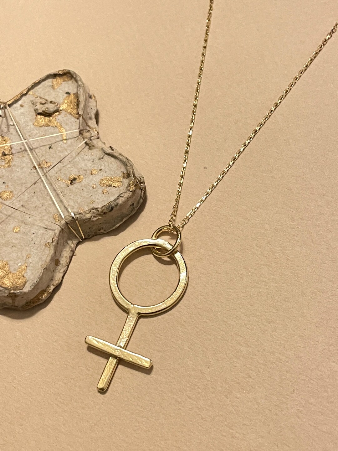 Femina Symbol Necklace Silver and Venus Symbol Necklace Gold - Etsy UK