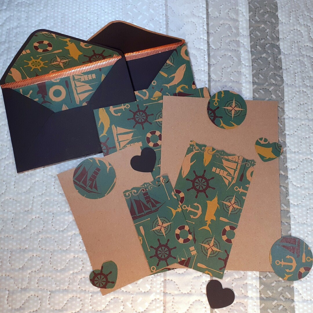 Stationery Set: Nautic Envelopes, Letter Paper Cards and Tags Fall ...