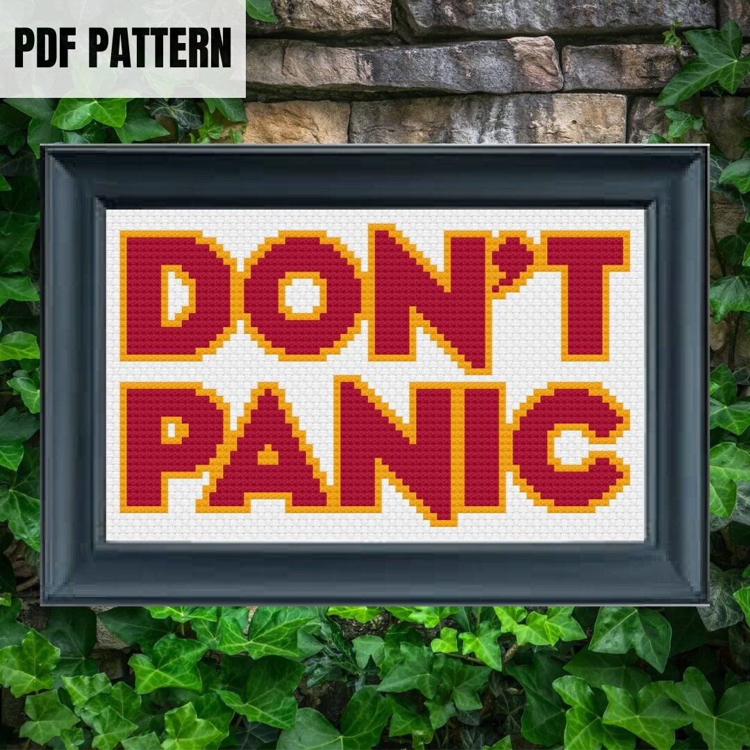 Don't Panic | Hitchhiker's Guide to the Galaxy | Counted Cross Stitch Chart | PDF Download - Etsy