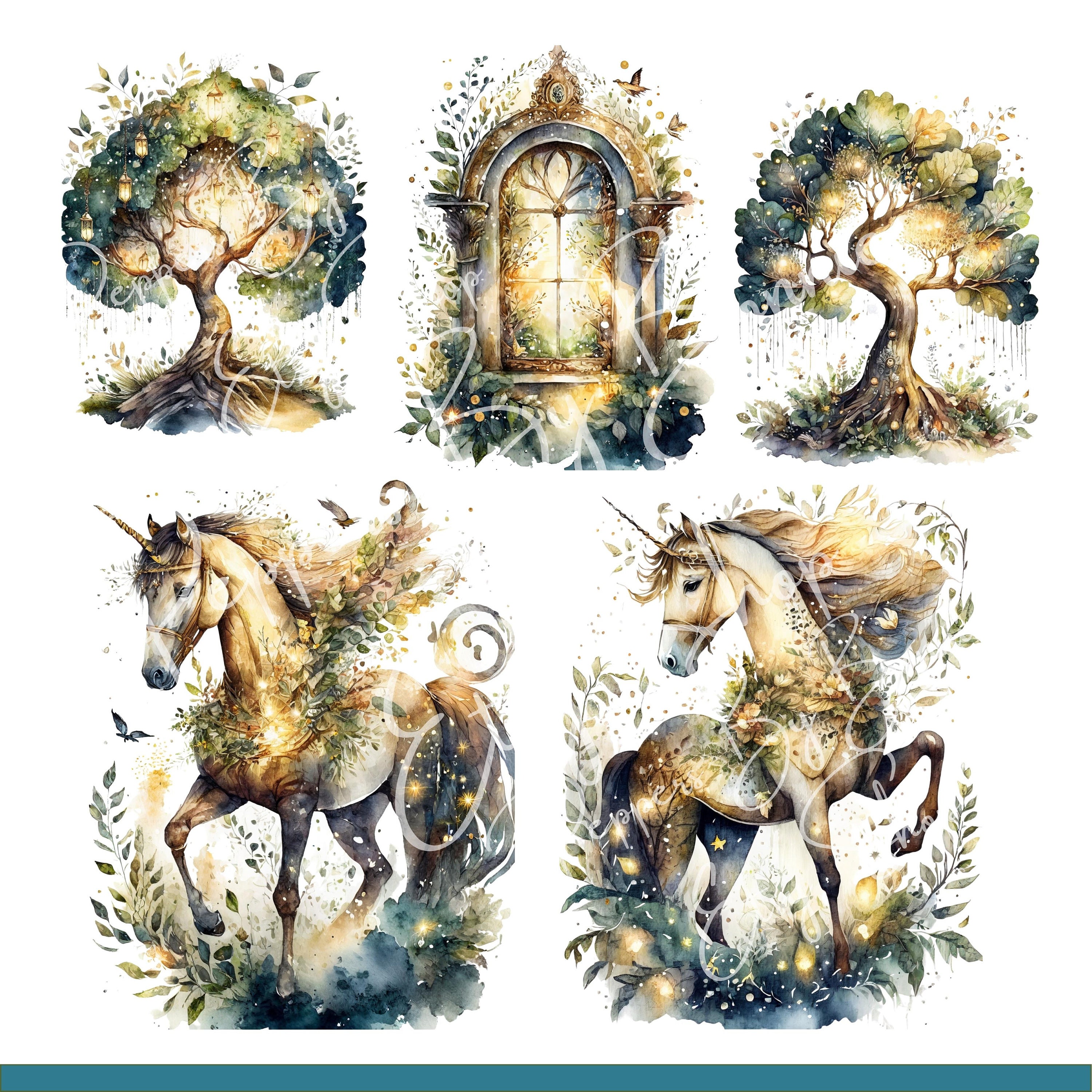 Watercolor Enchanted Forest PNG Clipart, 45 High Quality Pngs, Magic ...