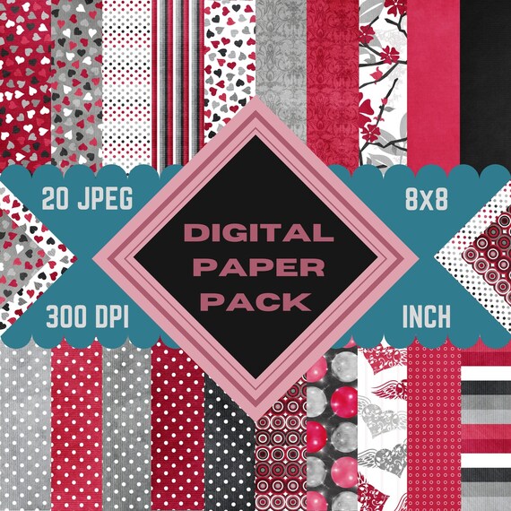Digital LOVE Paper Designs Valentines Day Designs Pack of - Etsy