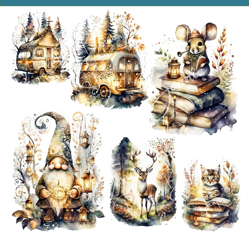 Watercolor Enchanted Forest PNG Clipart, 45 High Quality Pngs, Magic ...