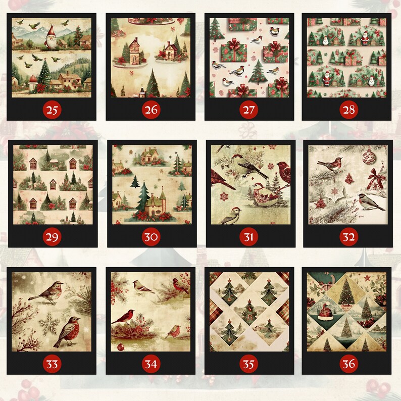 Seamless Vintage Christmas Digital Paper Pack, Winter Holiday Seamless ...