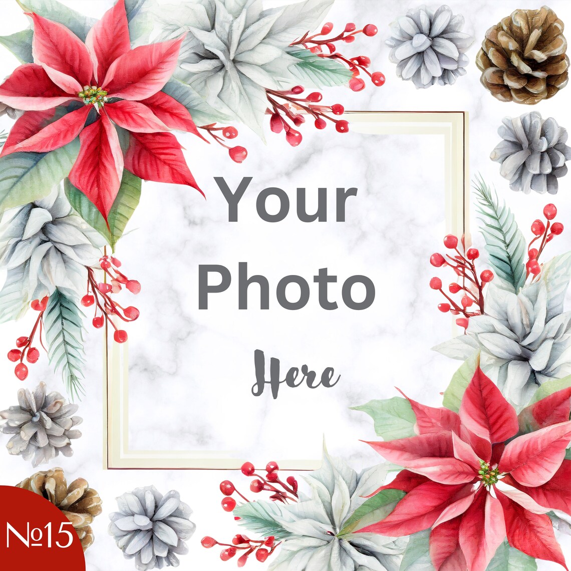 20 Christmas Photo Frames PNG Clipart Watercolor Greenery - Etsy