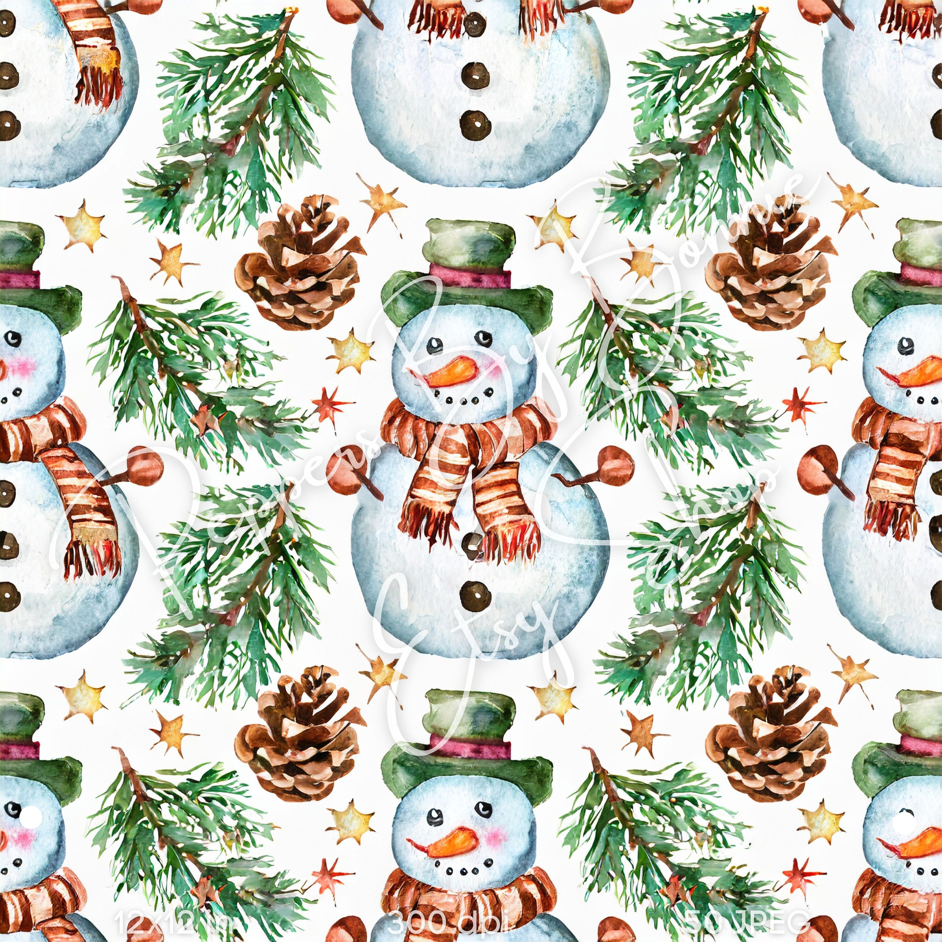 Watercolor Christmas Digital Paper: Seamless Winter Prints (50 JPEG ...