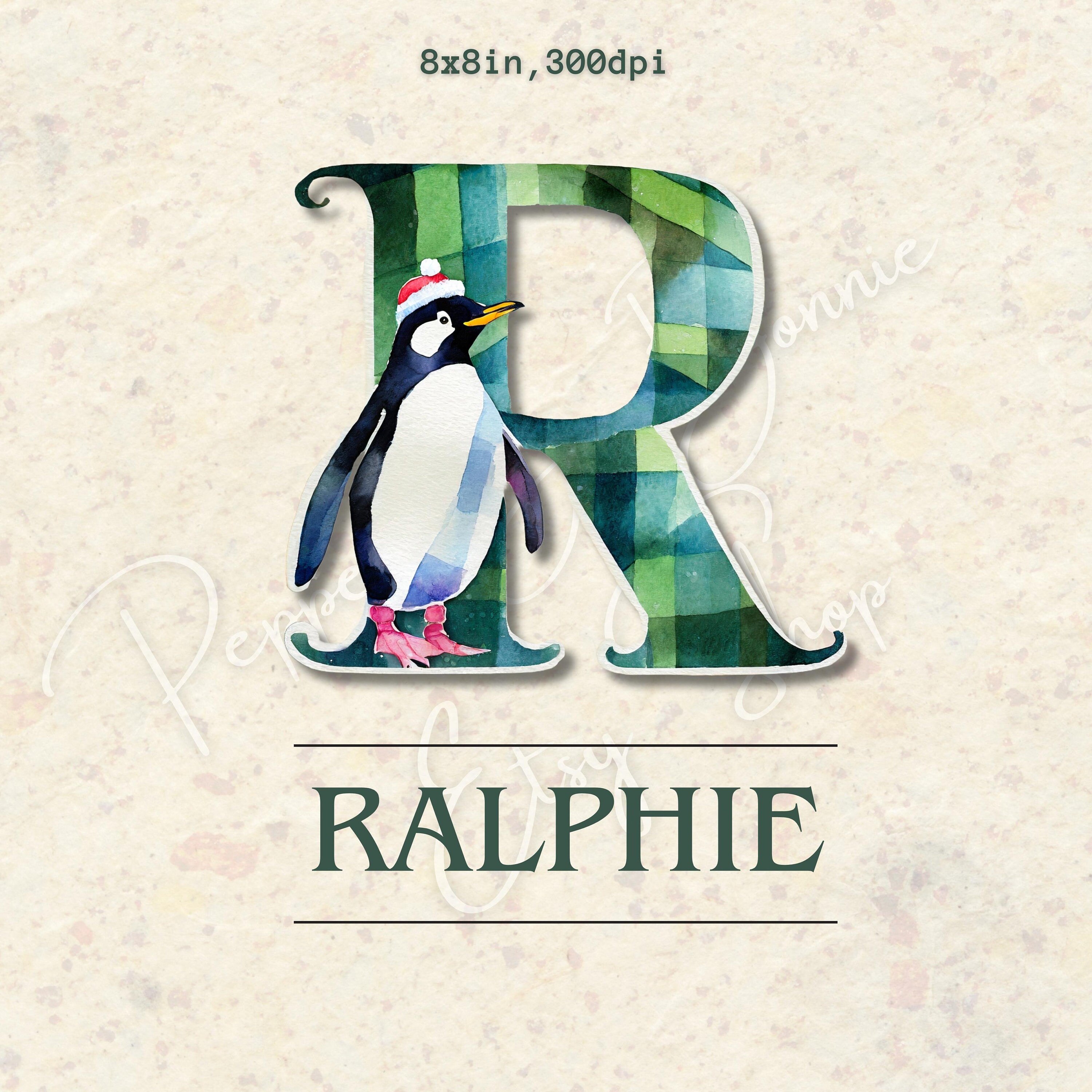 CHRISTMAS Watercolor Alphabet PNG Penguin Clipart, Christmas Clipart ...