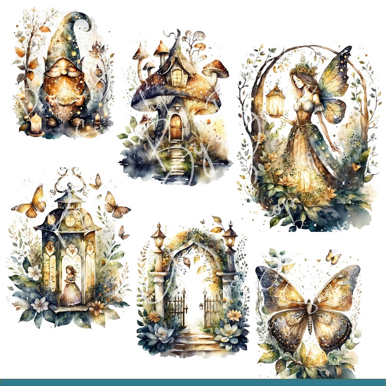 Watercolor Enchanted Forest PNG Clipart, 45 High Quality Pngs, Magic ...
