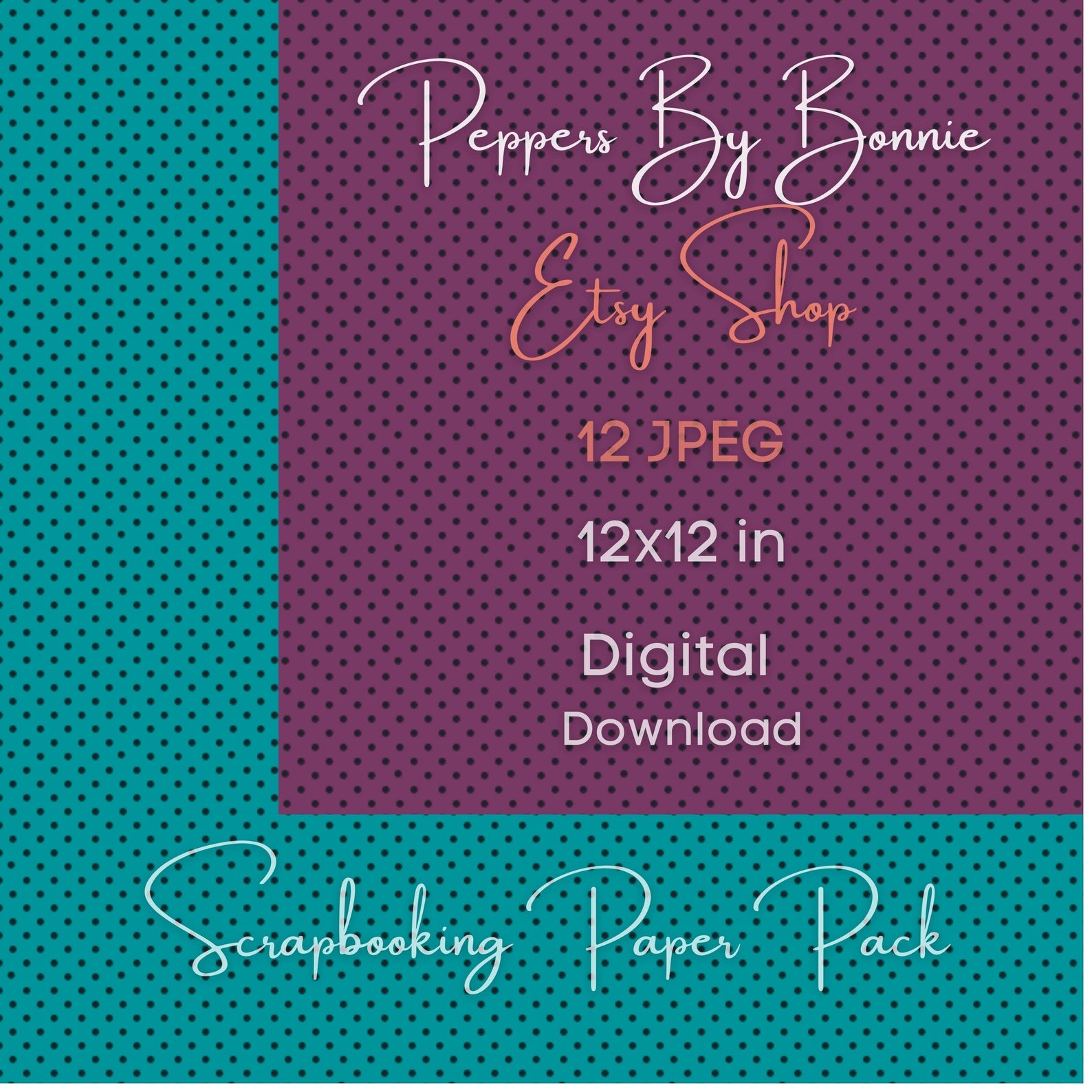 Printable Purple & Turquoise Geometric Paper Pack, 12 JPEG Designs ...