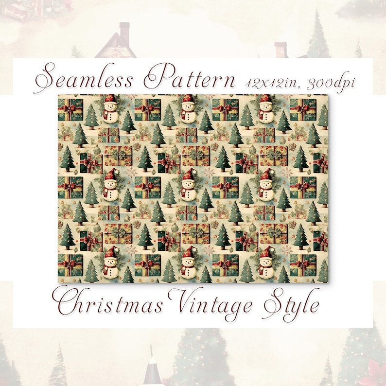 Seamless Vintage Christmas Digital Paper Pack, Winter Holiday Seamless ...
