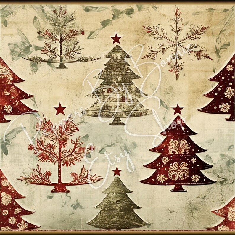 Seamless Vintage Christmas Digital Paper Pack, Winter Holiday Seamless ...