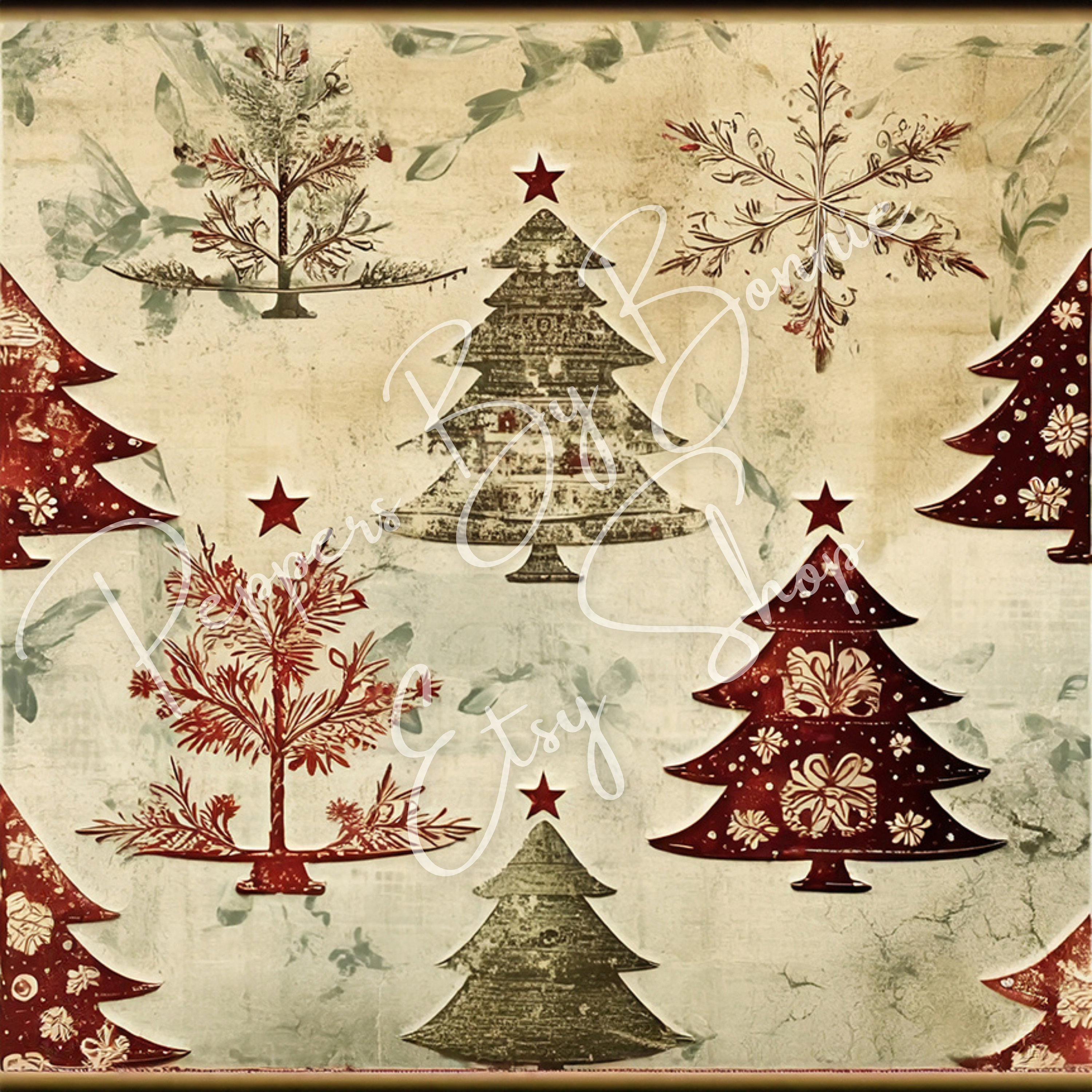 Seamless Vintage Christmas Digital Paper Pack, Winter Holiday Seamless ...