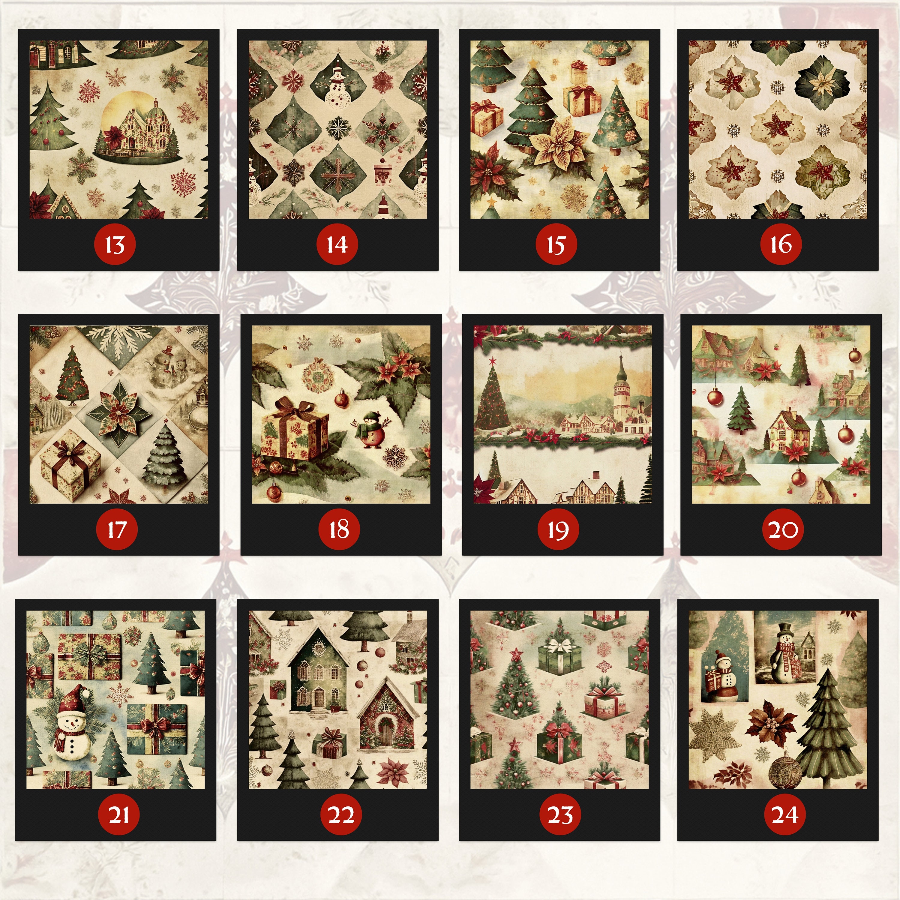 Seamless Vintage Christmas Digital Paper Pack, Winter Holiday Seamless ...