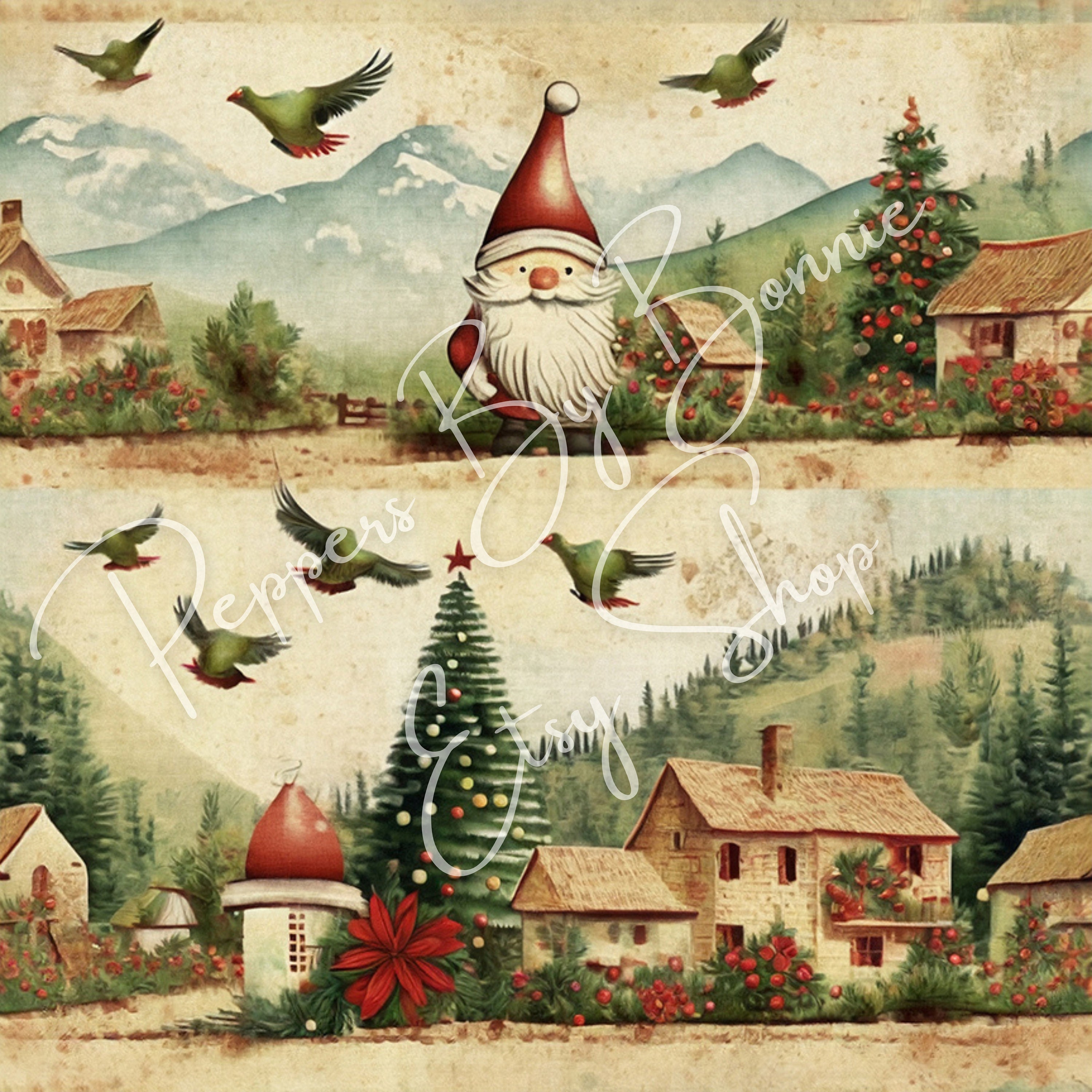 Seamless Vintage Christmas Digital Paper Pack, Winter Holiday Seamless ...