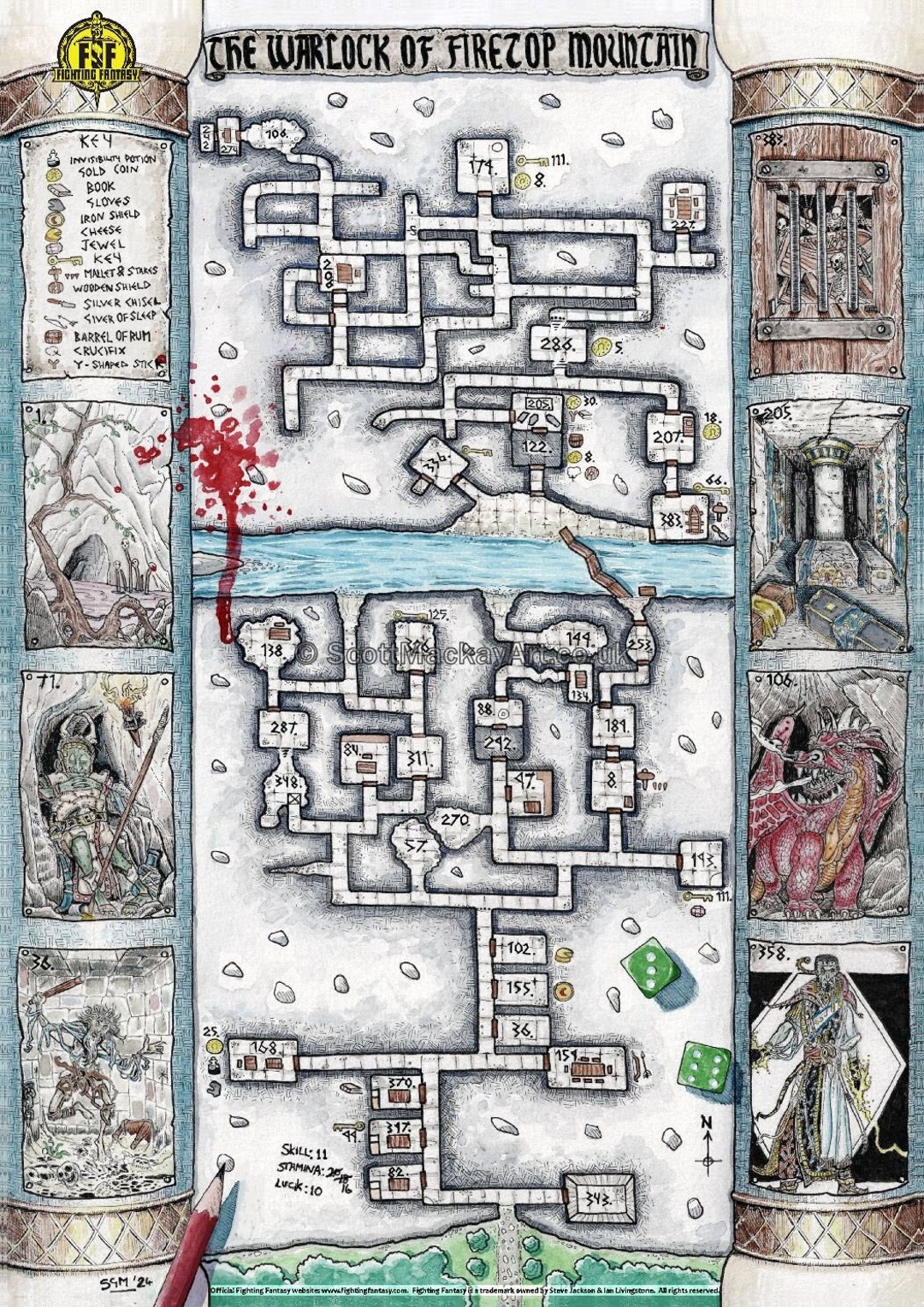 Fighting Fantasy - the Warlock of Firetop Mountain A3 Map - Etsy