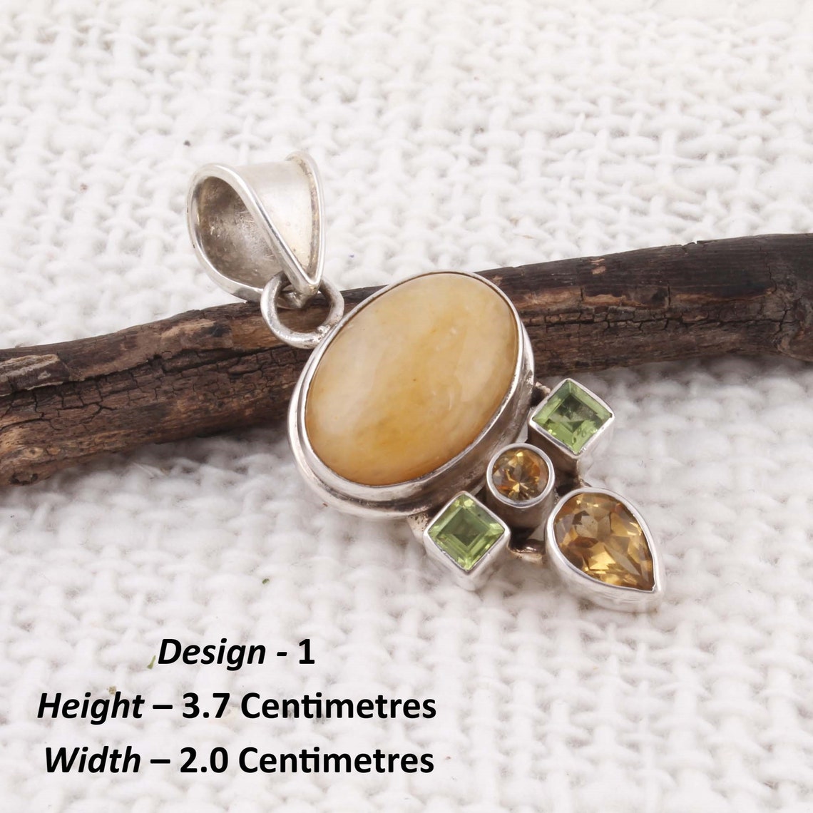 Multi-stone Handcrafted Pendant Sterling Silver Solid | Etsy