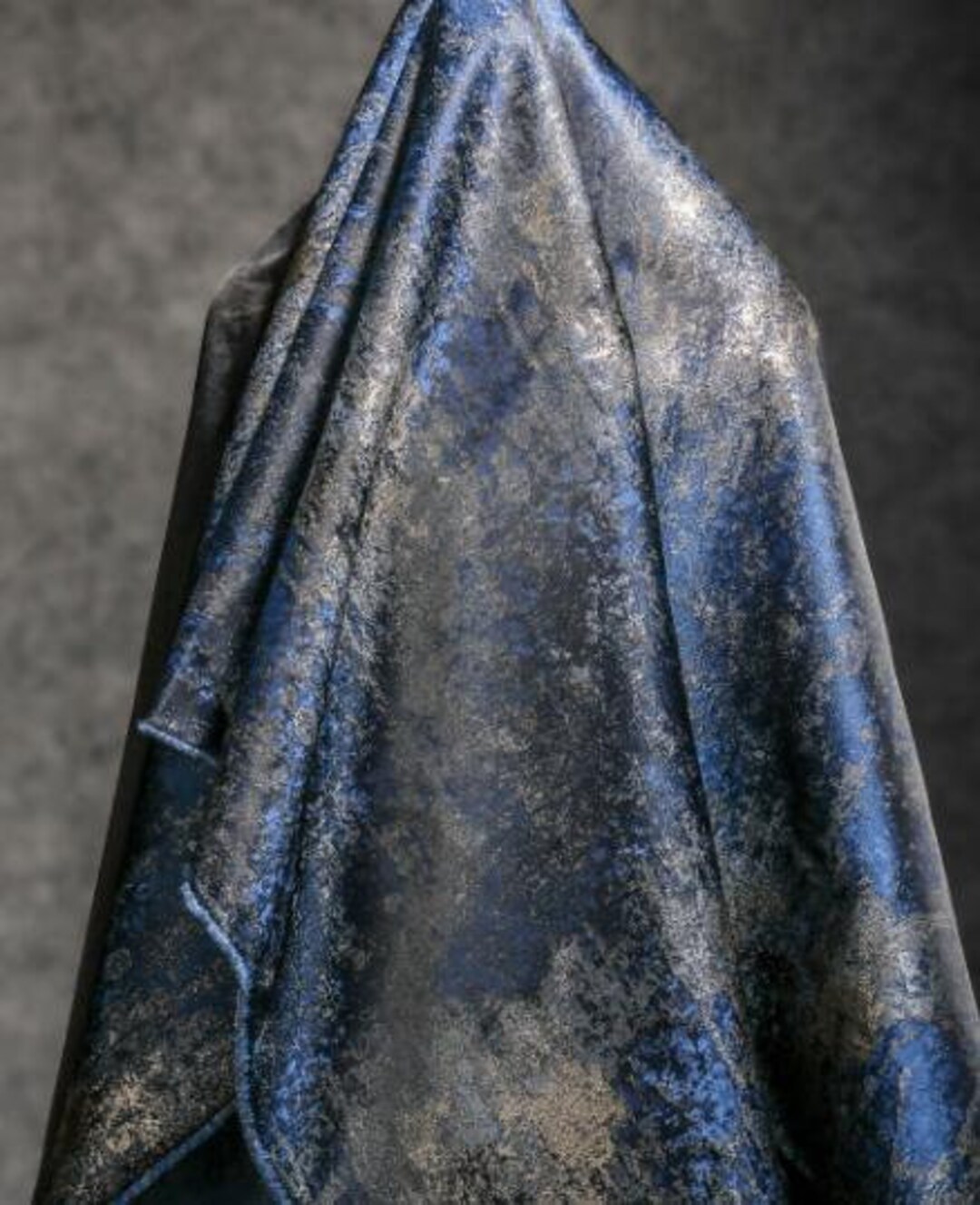 Navy Blue Gold Color Fabric Jacquard Fabric Wedding Fabric - Etsy