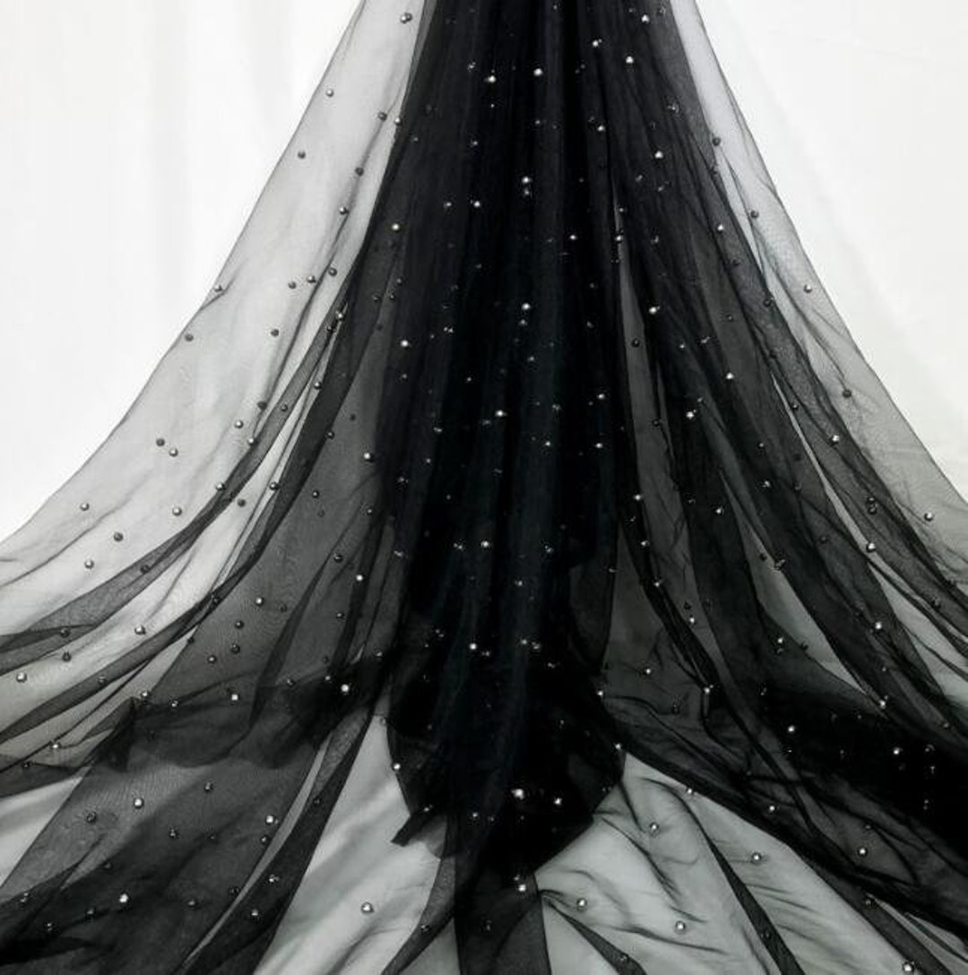 Mesh Fabric, Black Color Mesh Fabric, Mesh With Bead, by the Yard - Etsy